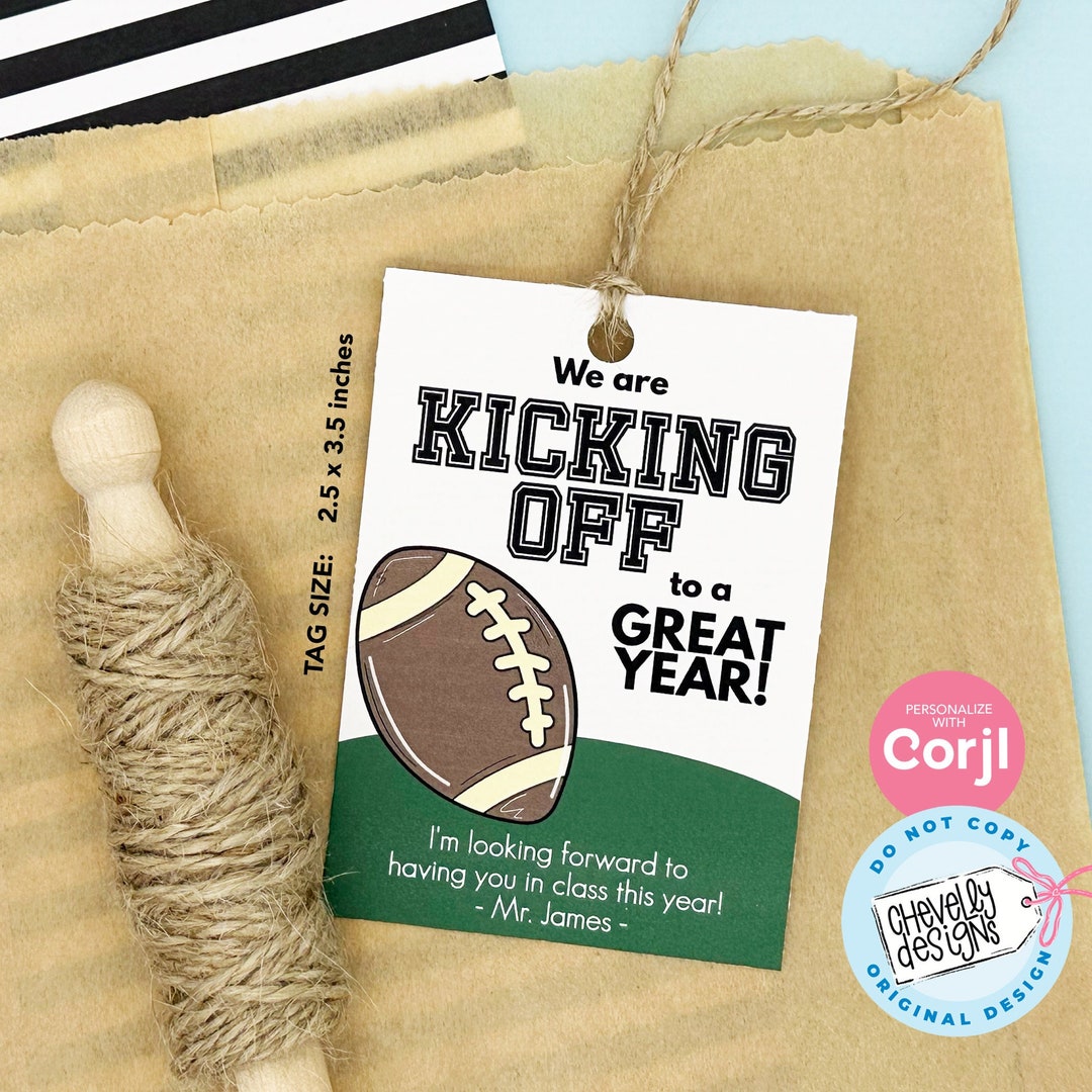 EDITABLE Back to School Football Gift Tag - Student Gift - Printable ...