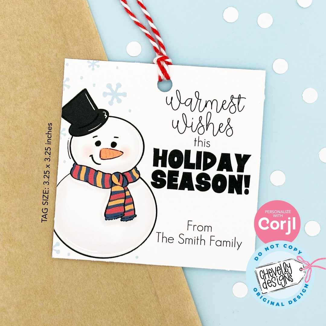 Editable Digital File - Warmest Wishes This Holiday Season - Snowman ...