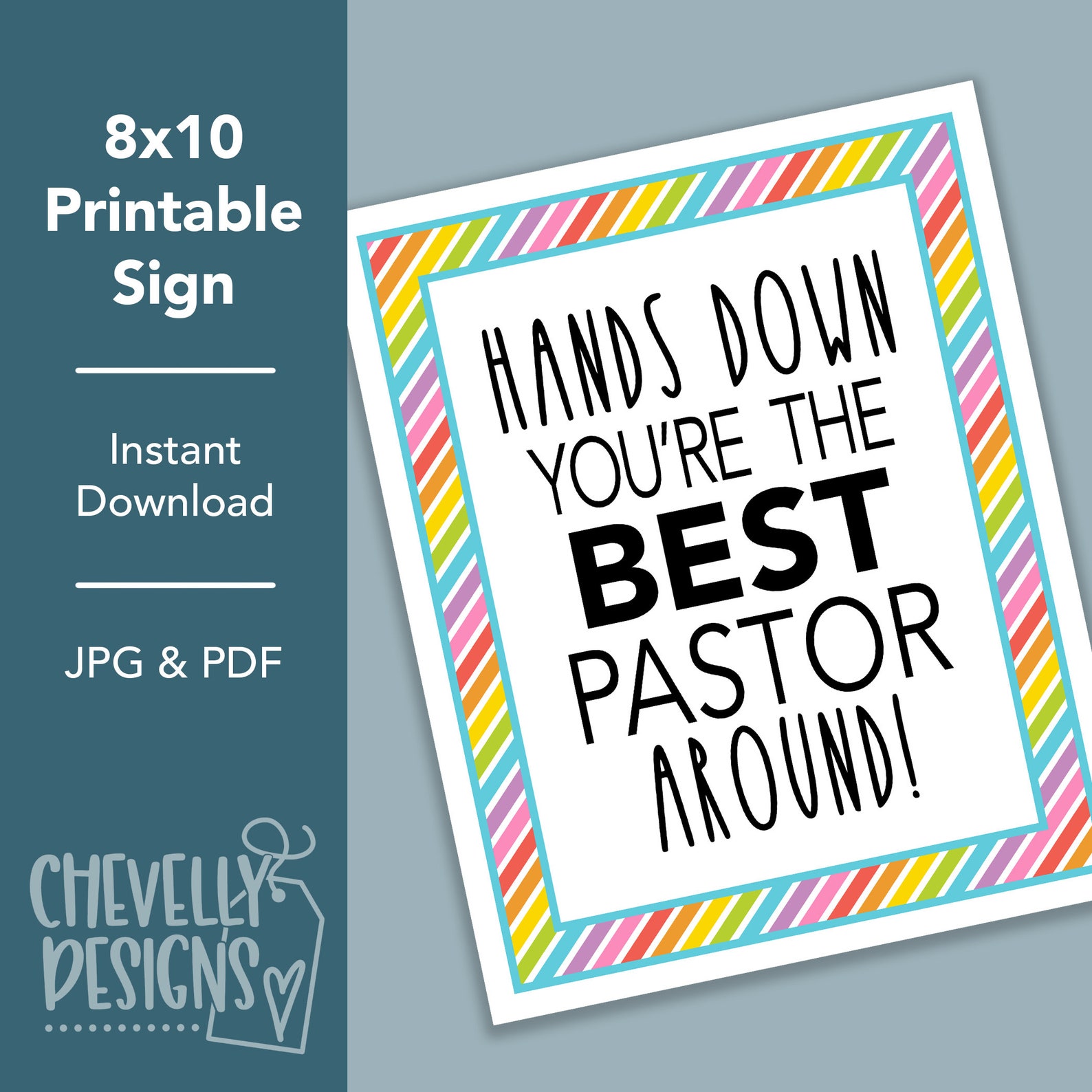 Printable Pastor Appreciation Sign | 8x10 Digital File | Hands Down ...