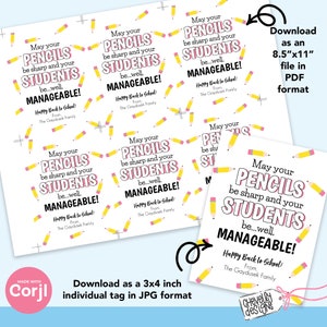 EDITABLE Back to School Gift Tag - May Your Pencils Be Sharp - Funny ...