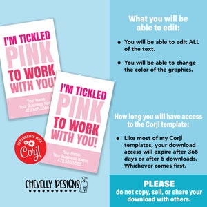 EDITABLE - I'm Tickled Pink to Work With You - Printable Referral Gift ...