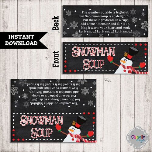 Snowman Soup Bag Topper PRINTABLE - Etsy