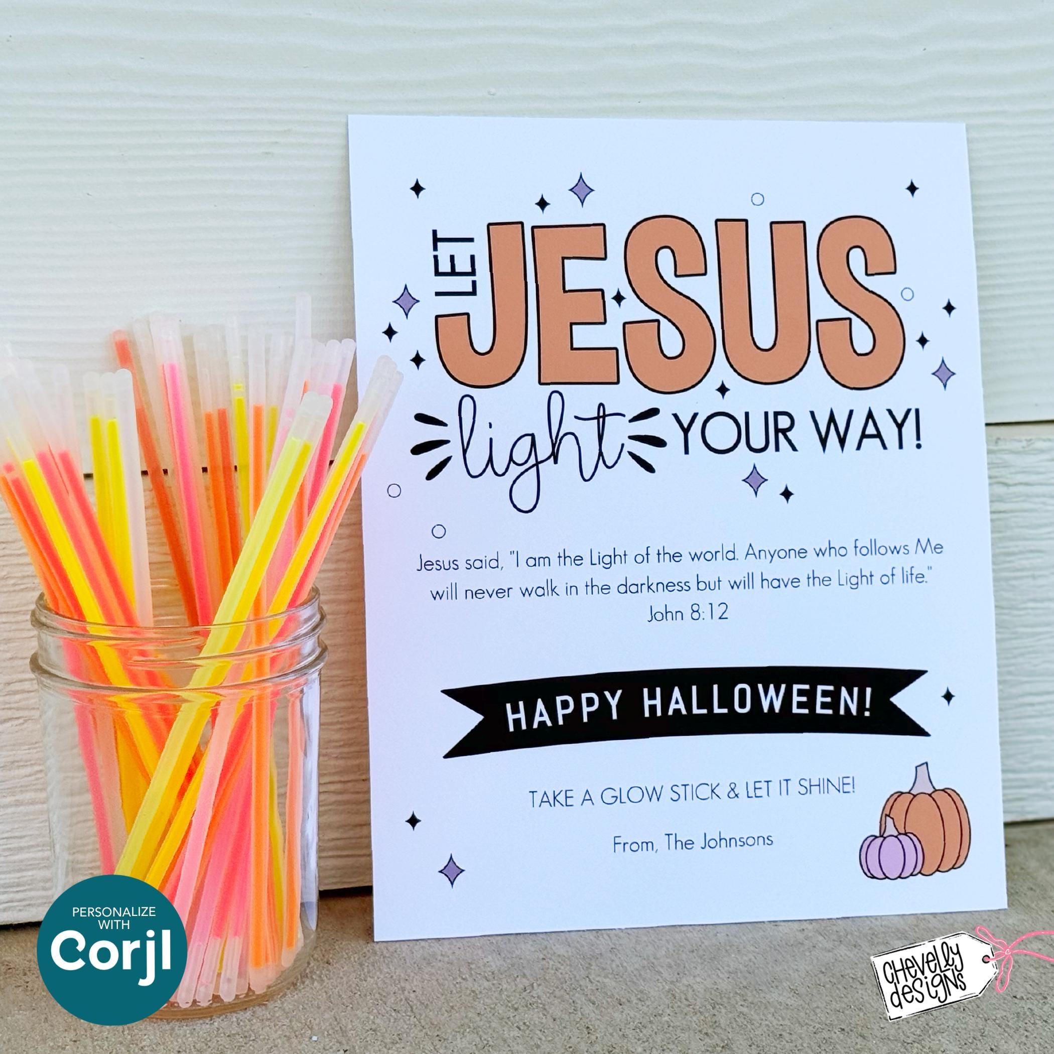 EDITABLE Halloween “take a Glow Stick” Porch Sign, Christian Glow Stick ...