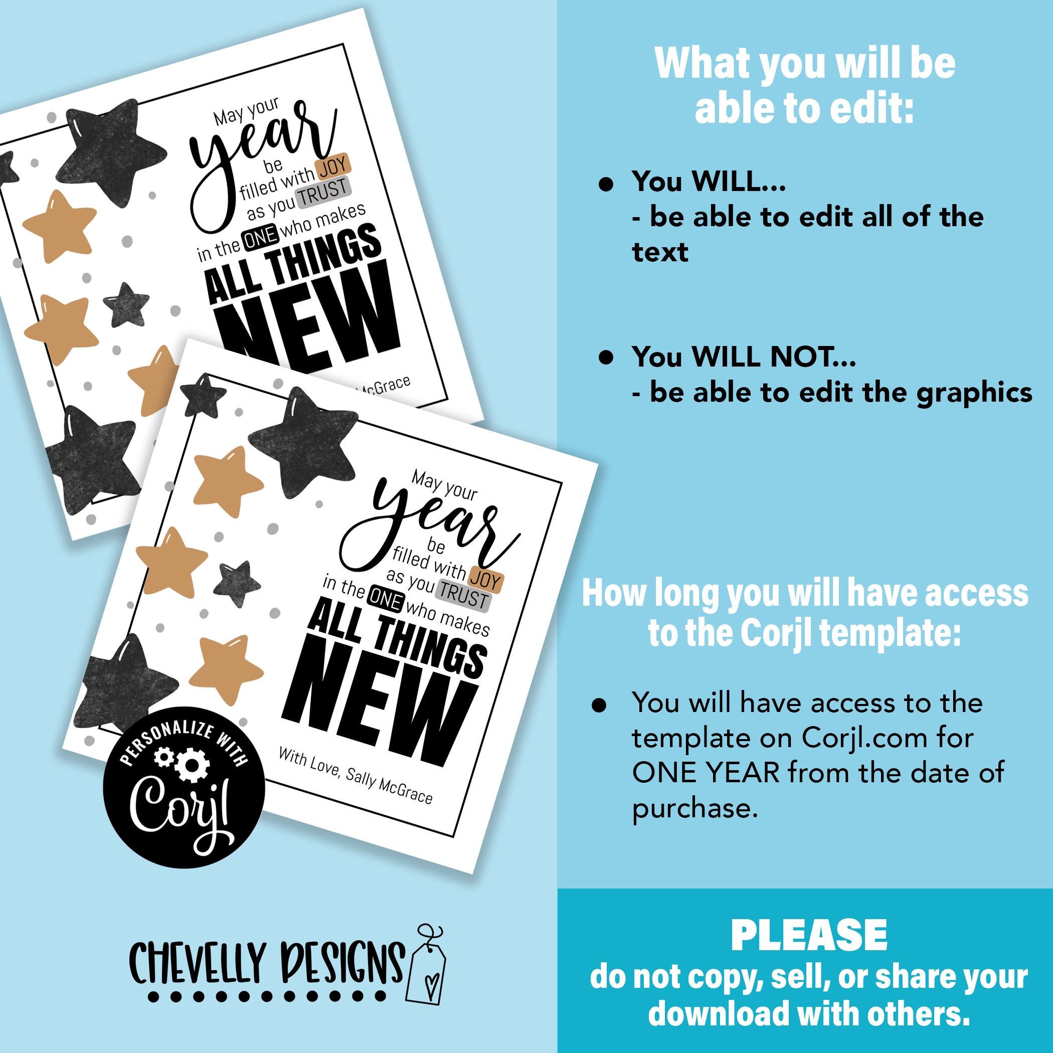 Editable - All Things New - Religious New Years Gift Tags - Printable ...