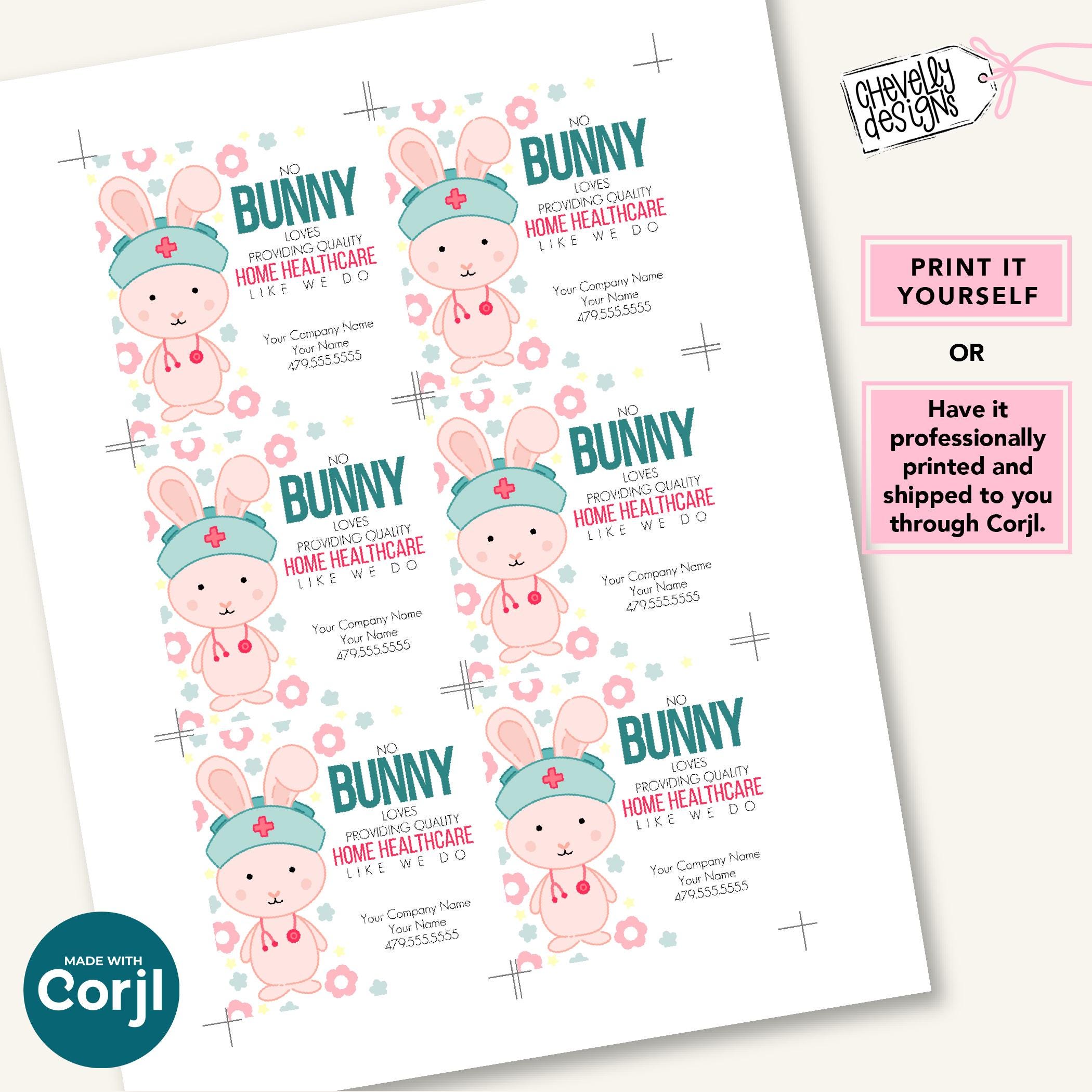 Editable Easter Bunny Referral Gift Tag: Quality Home Health Care ...