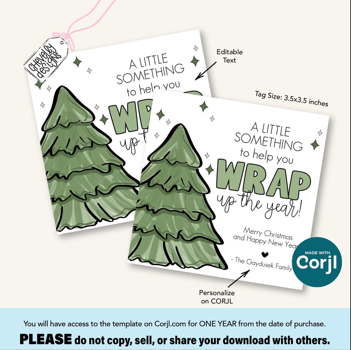 EDITABLE - Wrap up the Year - Christmas Gift Tags for Wrapping Paper ...