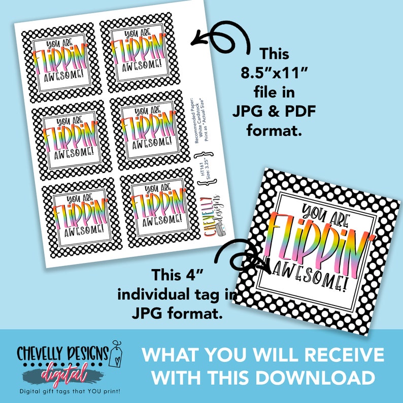 Flippin' Awesome Gift Tags - Printable Appreciation Tags (digital ...