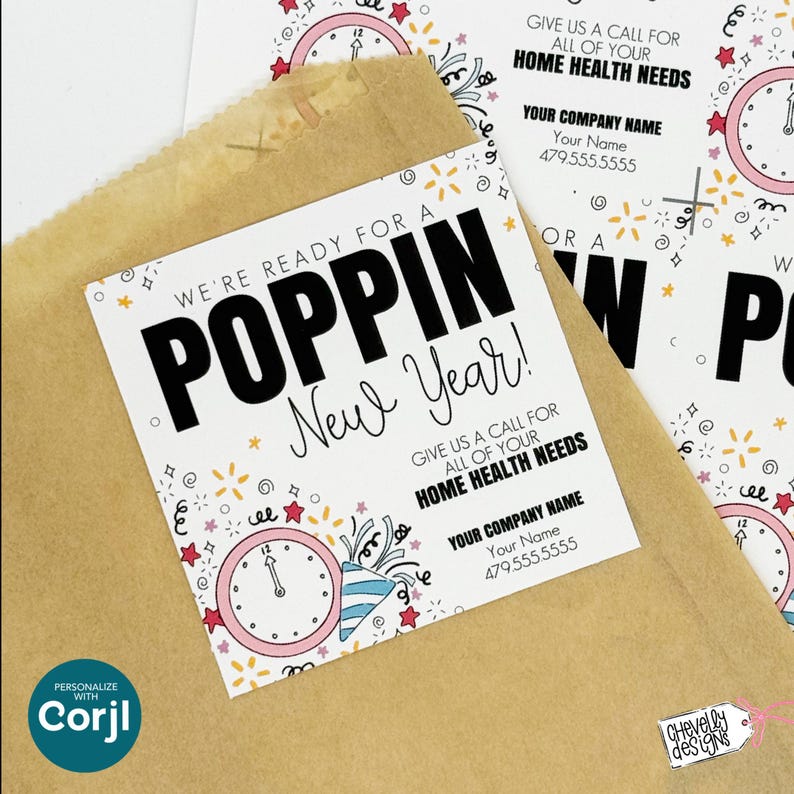 Editable Referral Gift Tag: Poppin New Year, Home Health Marketing ...