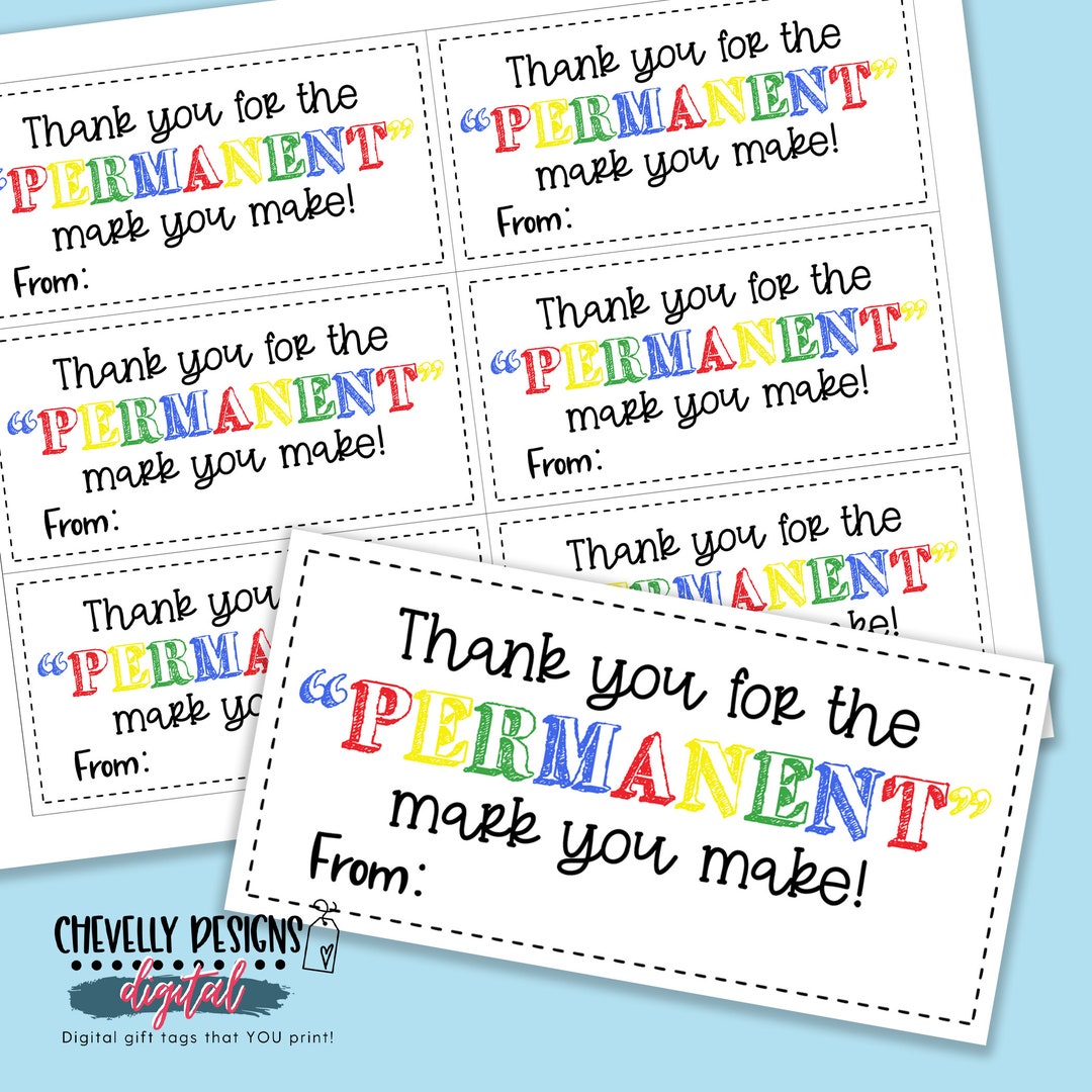 Printable Permanent Mark Appreciation Gift Tags >>> Instant Digital File