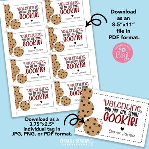 Editable - Smart Cookie Valentine Cards - Printable Digital File - Gift ...
