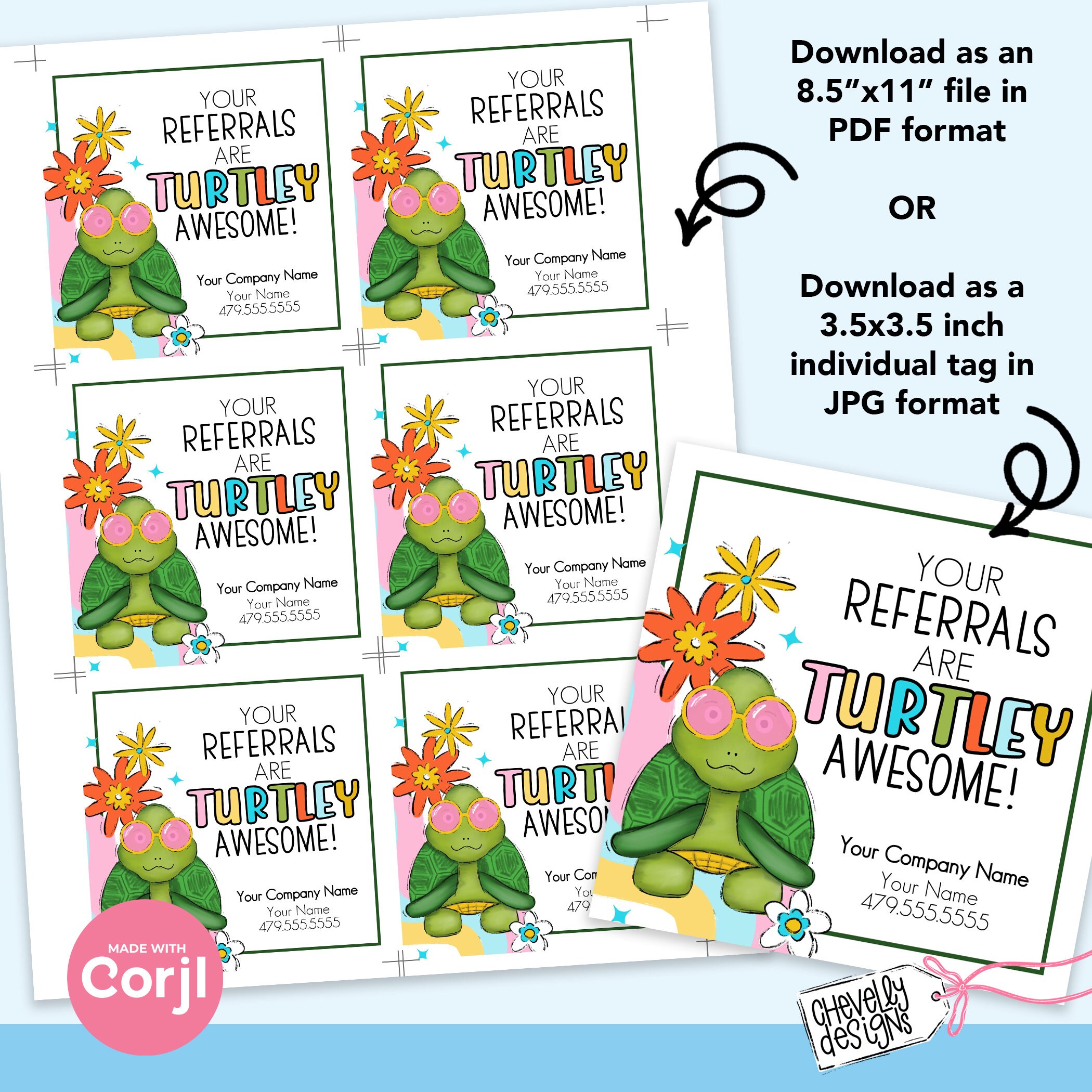 EDITABLE - Your Referrals Are Turtley Awesome - Hippie Turtle ...