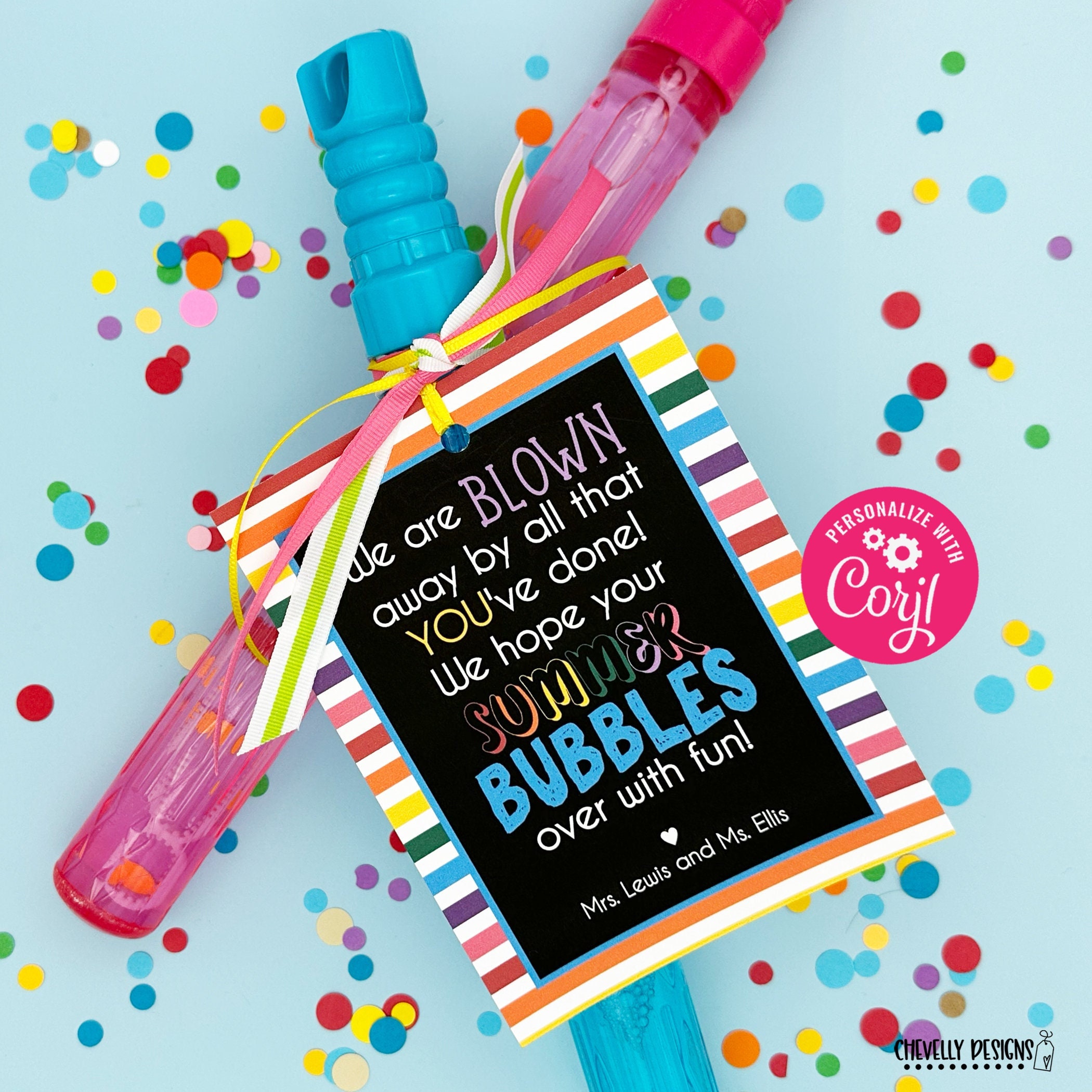 Editable - Blown Away End of School Student Gift Tags for Bubbles ...