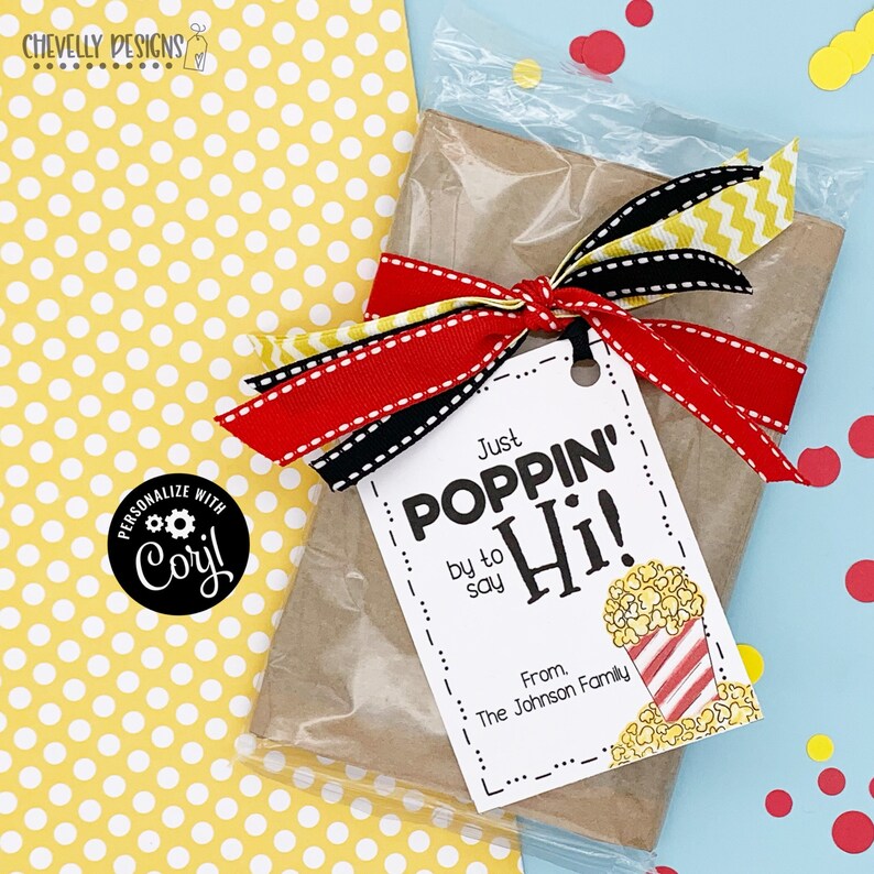 EDITABLE Just POPPIN by to Say Hi Popcorn Gift Tags - Etsy