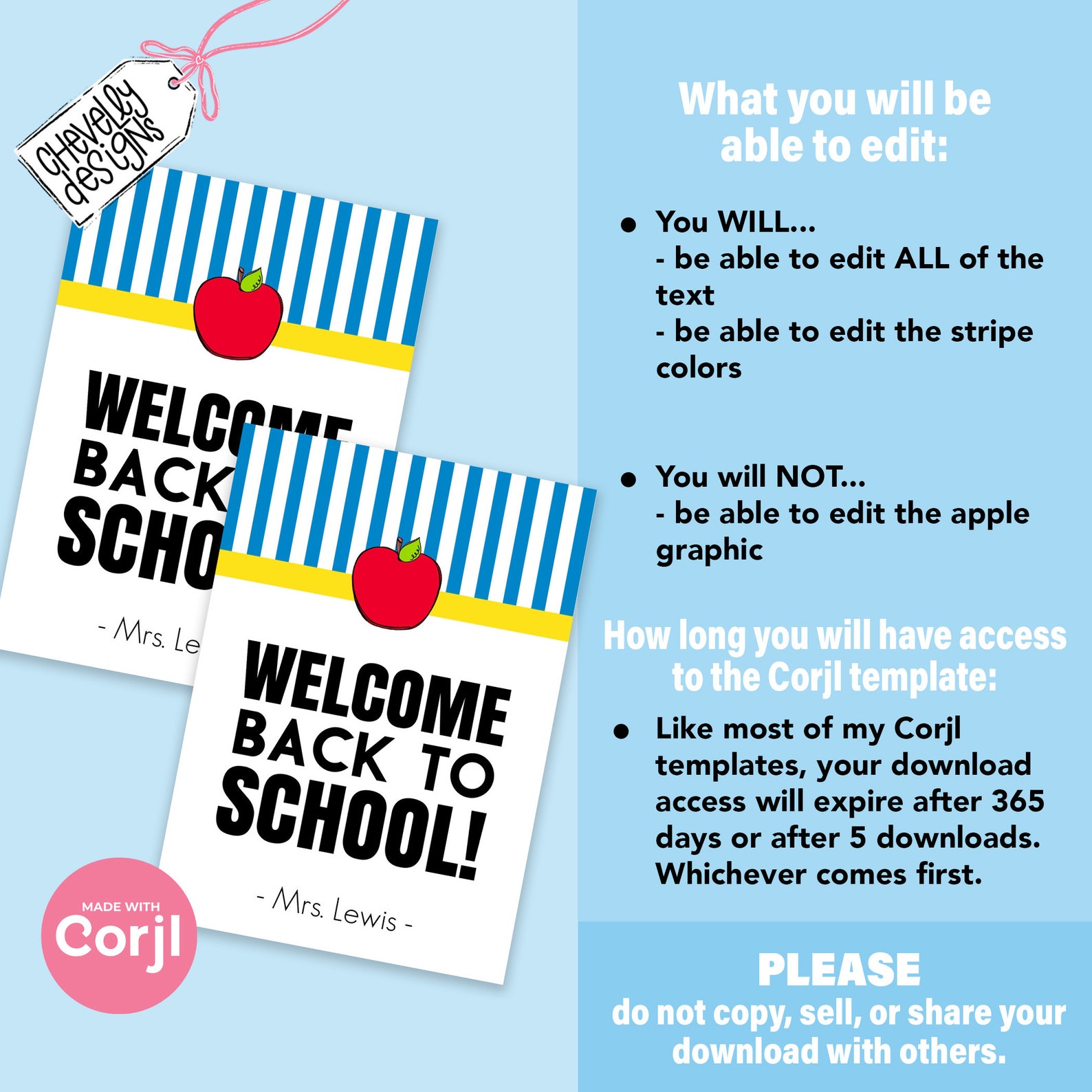 EDITABLE Back to School Gift Tag - Welcome Students or Teachers Gift ...
