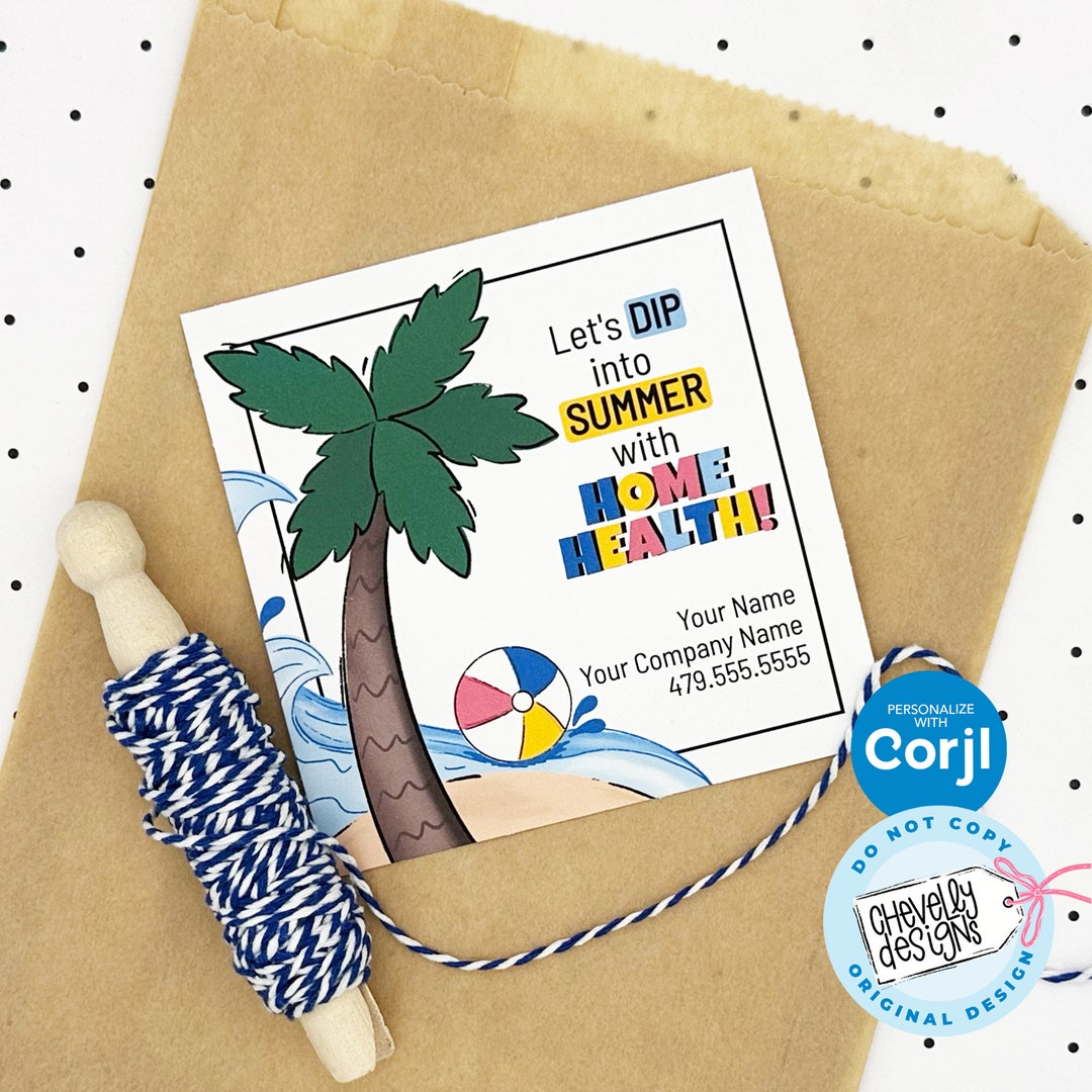 EDITABLE Dip Into Summer With Home Health Chips and Dip Gift Palm Tree ...