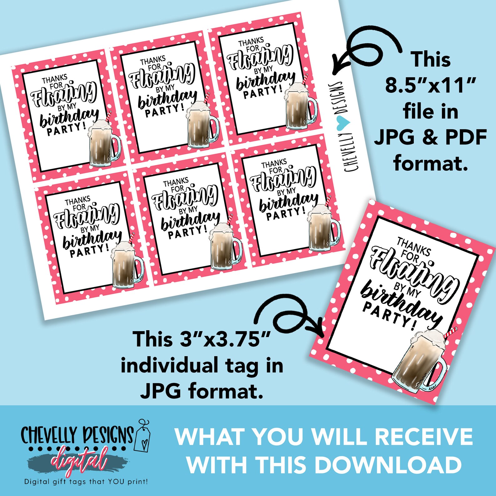 Printable Root Beer Float Birthday Gift Tags | Etsy