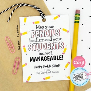 EDITABLE Back to School Gift Tag - May Your Pencils Be Sharp - Funny ...