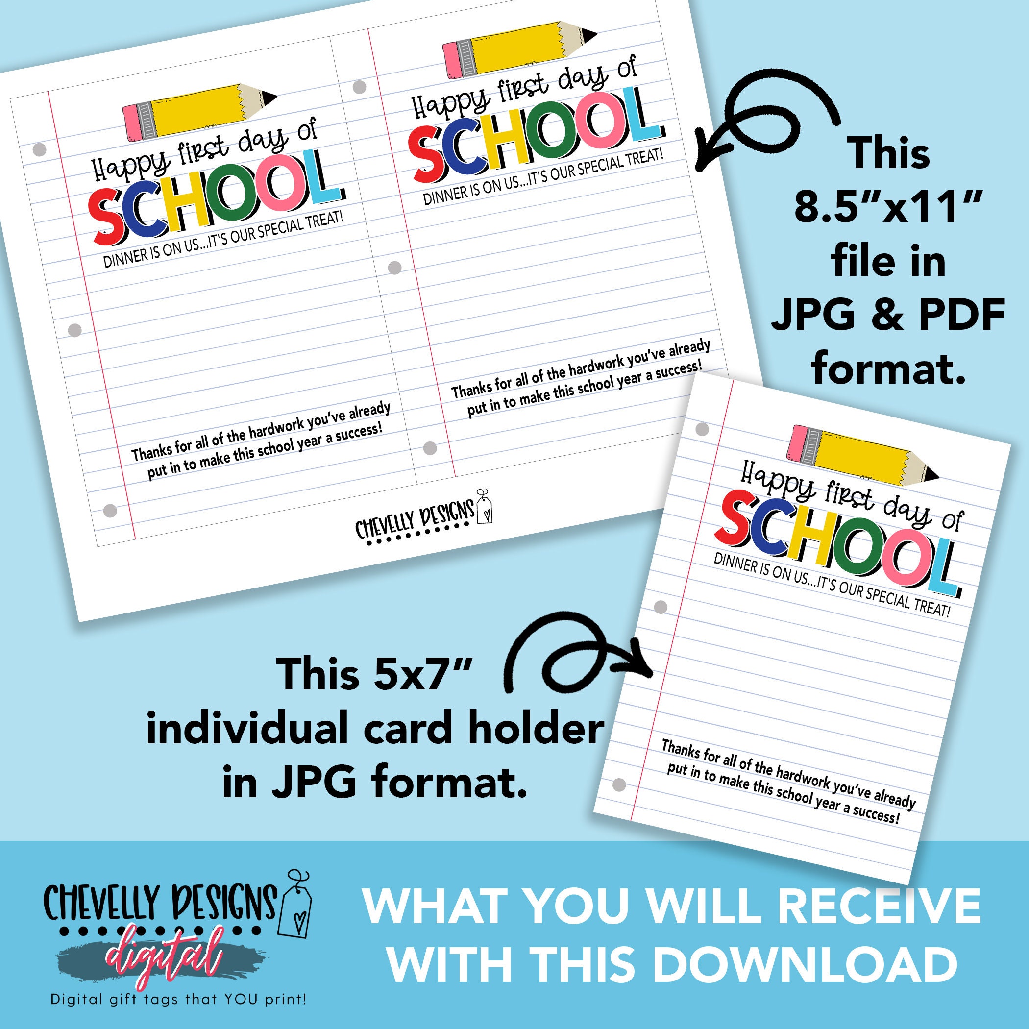 Printable Restaurant Gift Card Holder - Back to School - Dinner is on ...