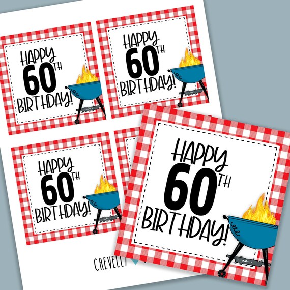 Printable 60th Birthday Gift Tags Grill Cookout BBQ | Etsy