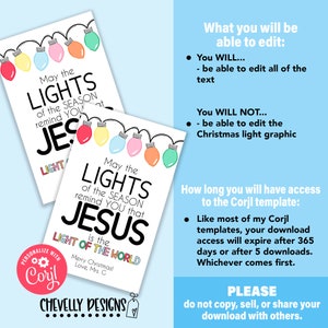 EDITABLE - Jesus, Light of the World - Printable String of Christmas ...