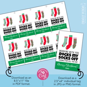 EDITABLE - Working With You Rocks My Socks off - Christmas Holiday Gift ...