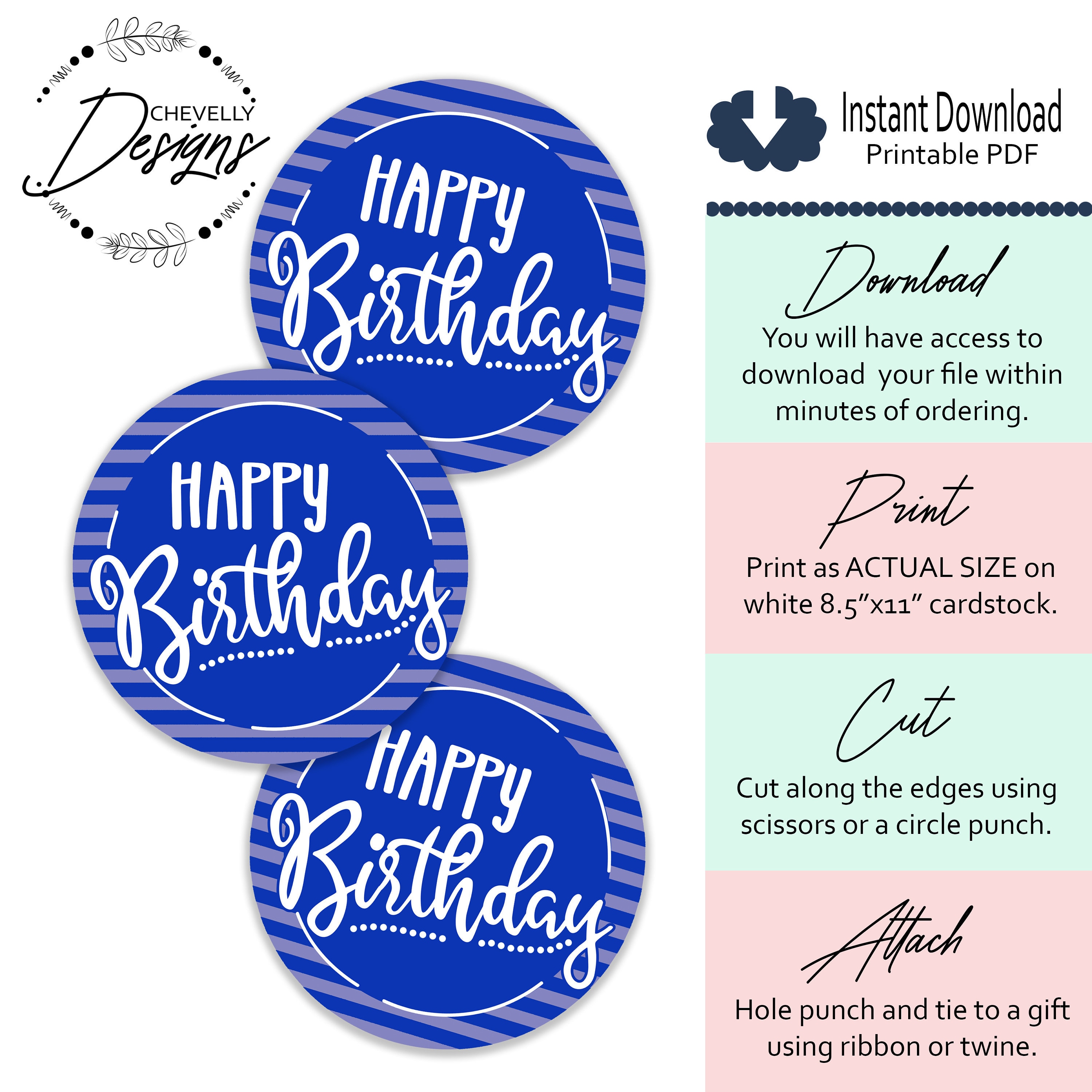 Editable Printable Blue Happy Birthday Cake Topper Printable Online ...