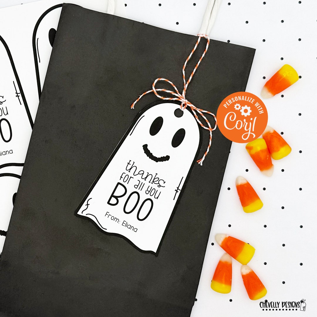 EDITABLE Thanks for All You BOO Ghost Gift Tags for Halloween Printable ...
