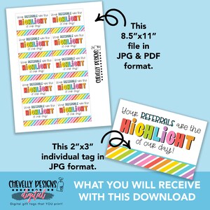 Printable Highlighter Referral Gift Tags - INSTANT DOWNLOAD - Digital ...