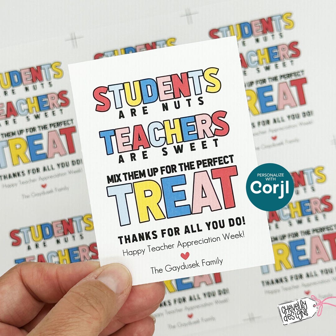 Editable Teacher Appreciation Gift Tag – Trail Mix Gift Tag – Corjl ...