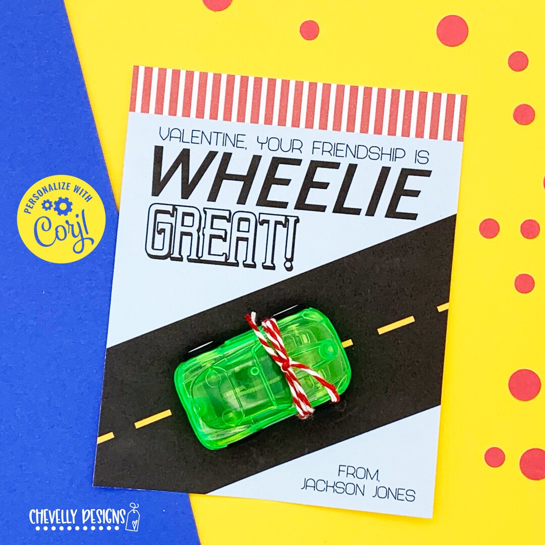 Editable Your Friendship is Wheelie Great Race Car Valentine Cards ...