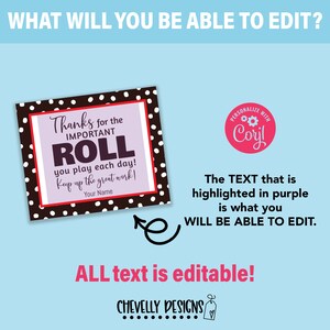 Editable - Thanks for the Important Roll (role) You Play - Printable ...