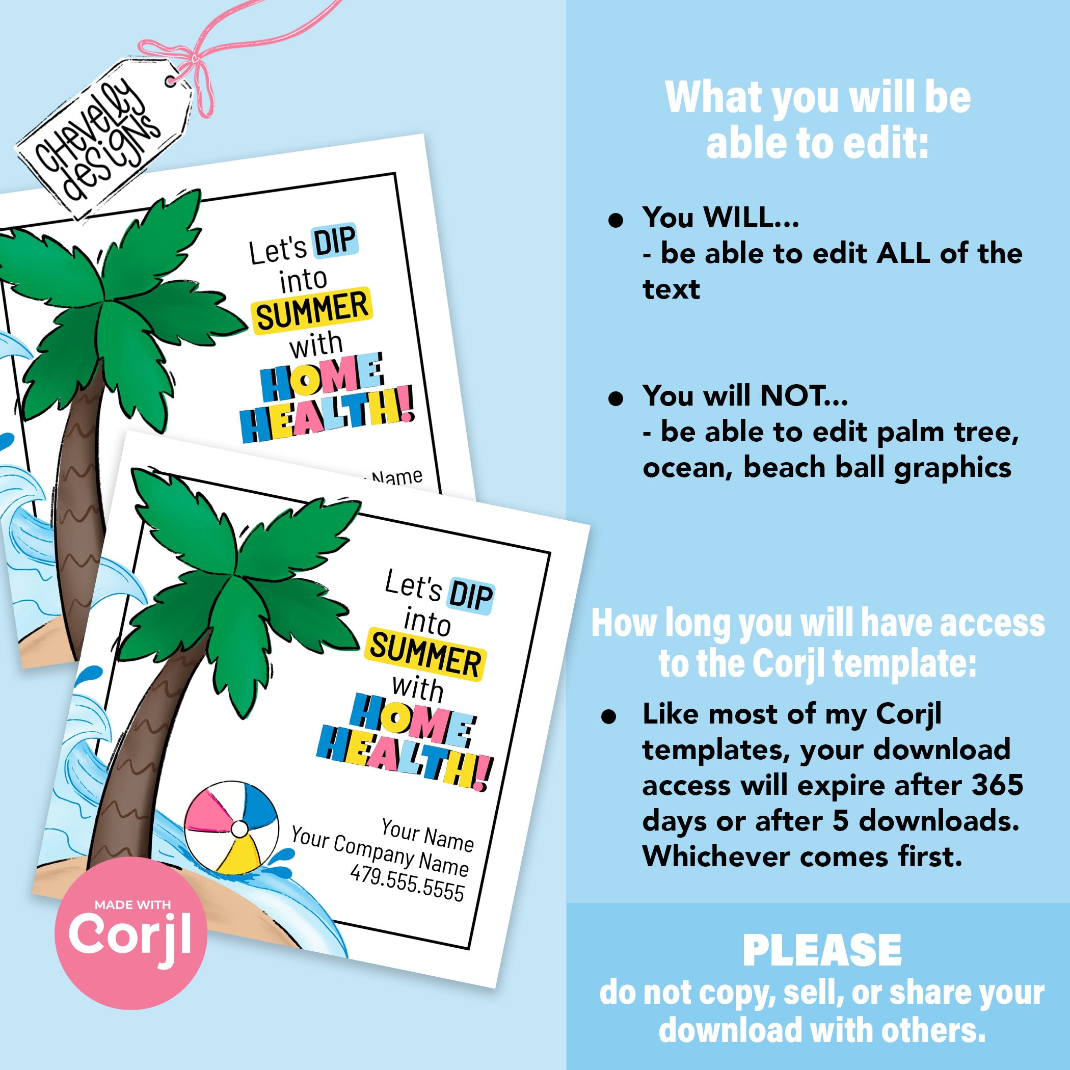 EDITABLE - Dip Into Summer With Home Health - Chips and Dip Gift - Palm ...