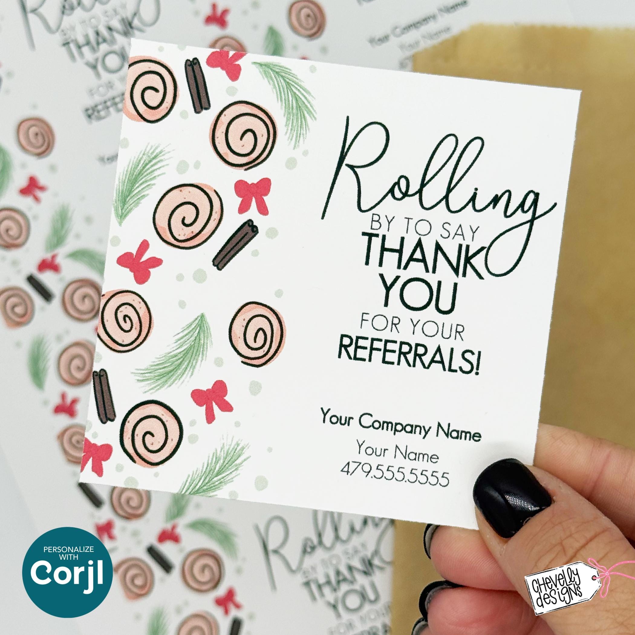 Editable Christmas Referral Gift Tag: Cinnamon Roll Gift Holiday ...