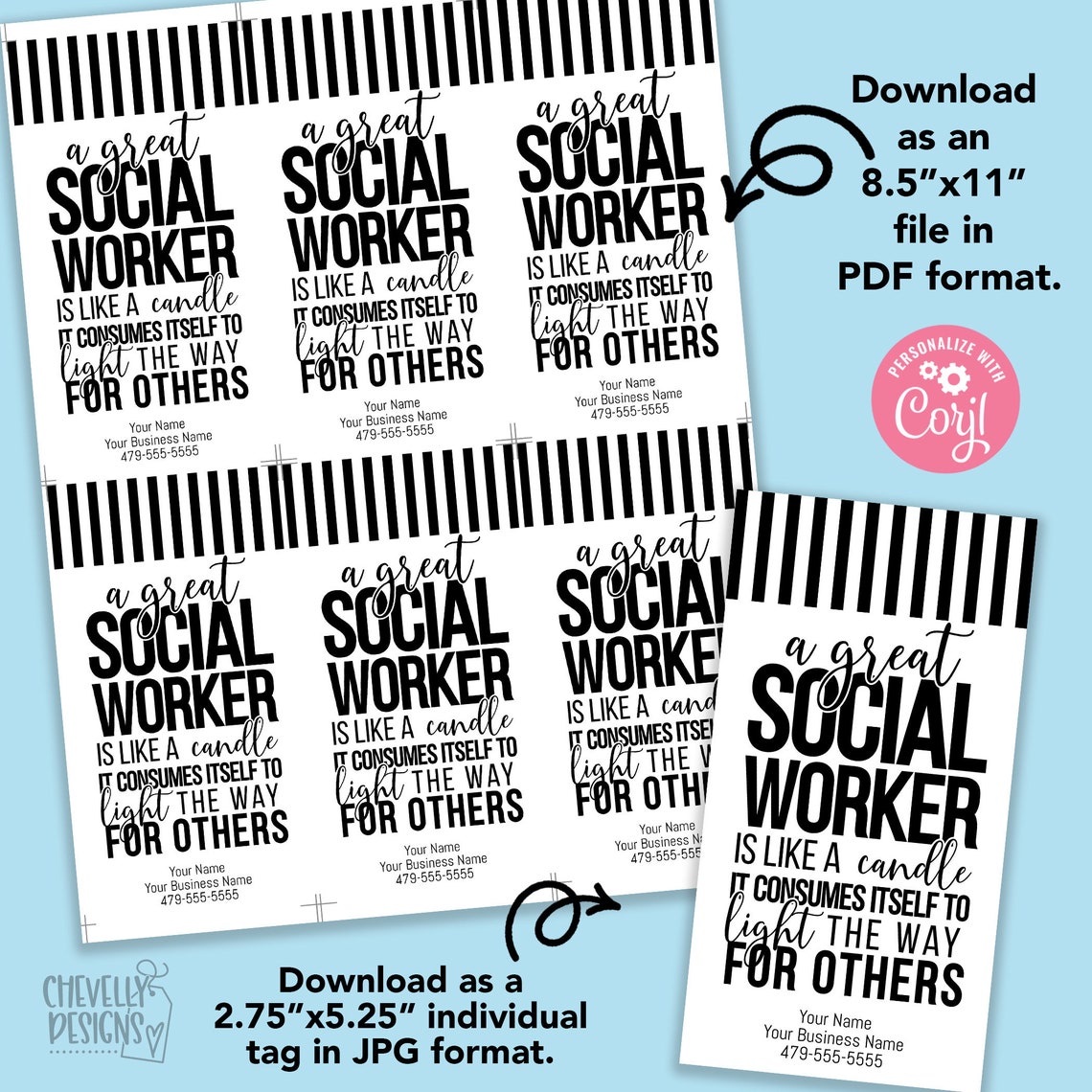 EDITABLE - A Great Social Worker - Appreciation Gift Tags - Printable ...