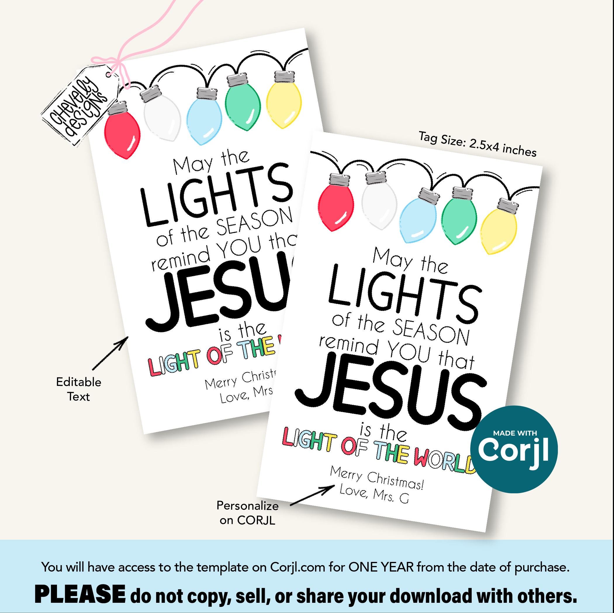EDITABLE Christmas Gift Tags- Jesus Light of the World, Printable ...