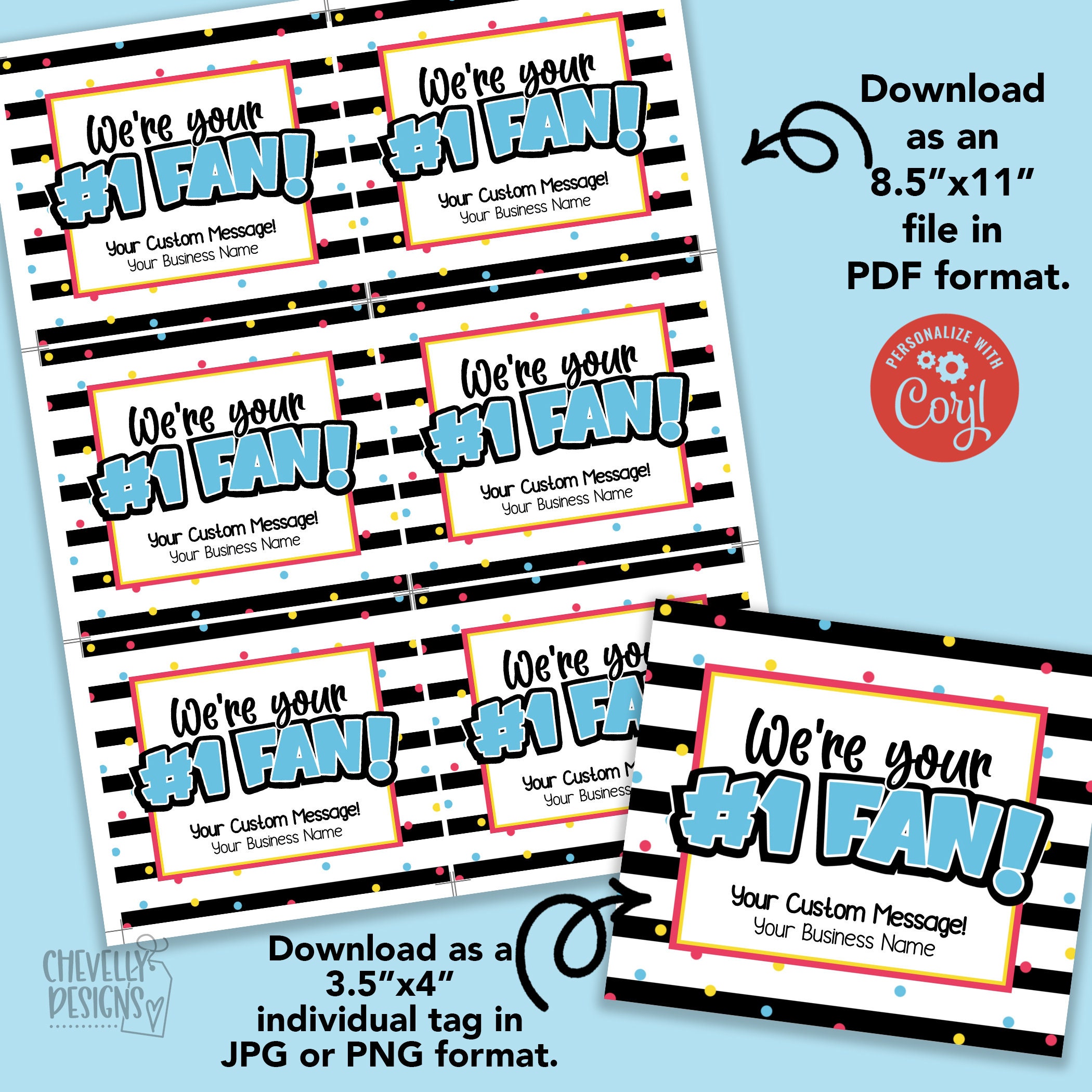 Editable We're Your 1 Fan Gift Tags Printable Digital - Etsy