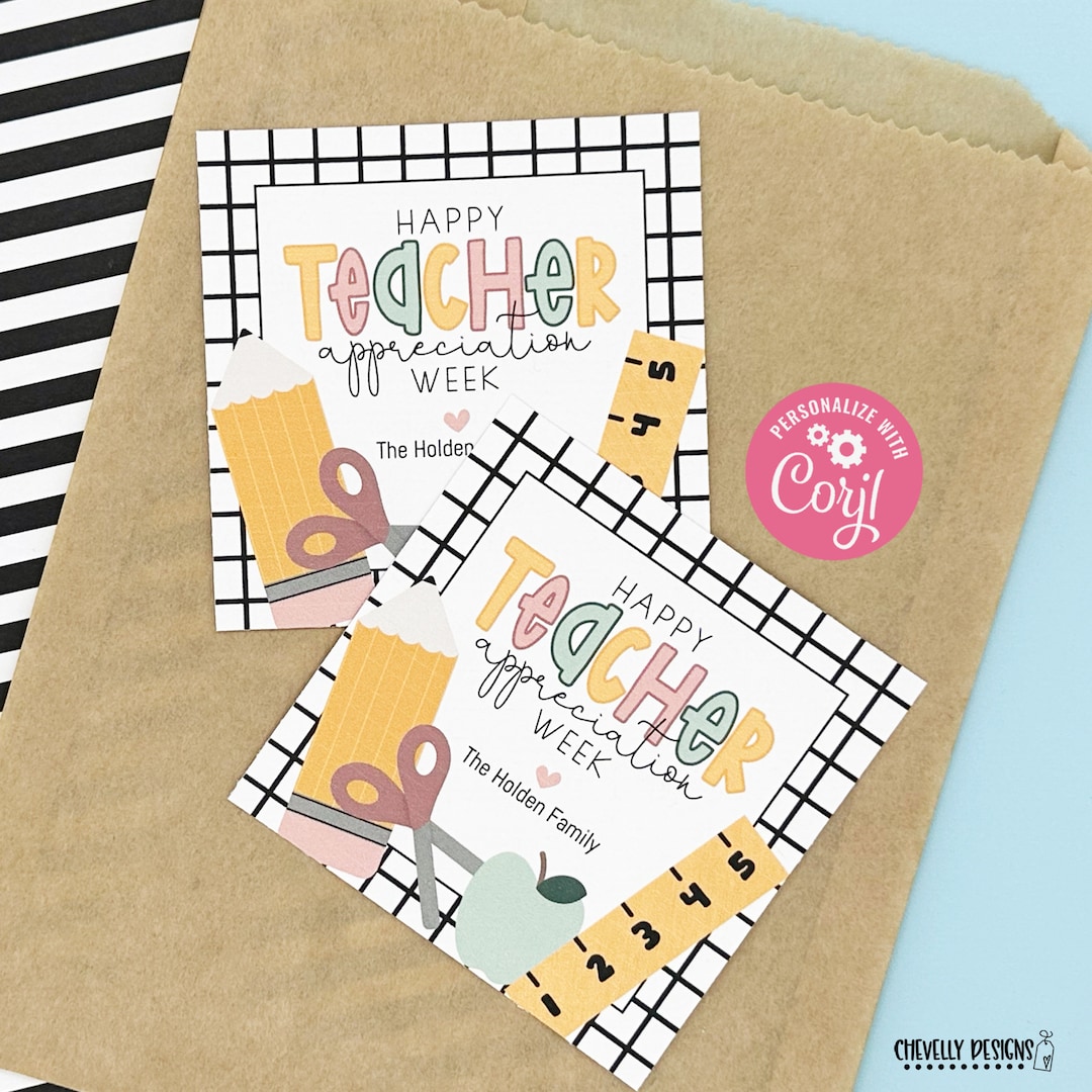 EDITABLE - Happy Teacher Appreciation Week Gift Tags - Printable ...