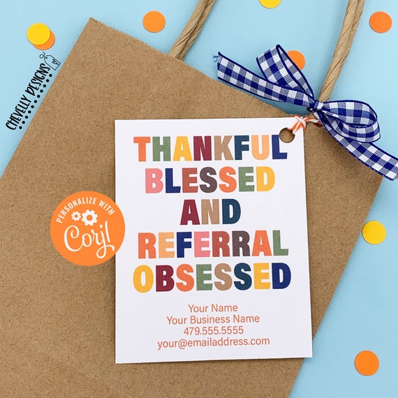 Editable Digital File Thankful Blessed Referral Obsessed | Etsy