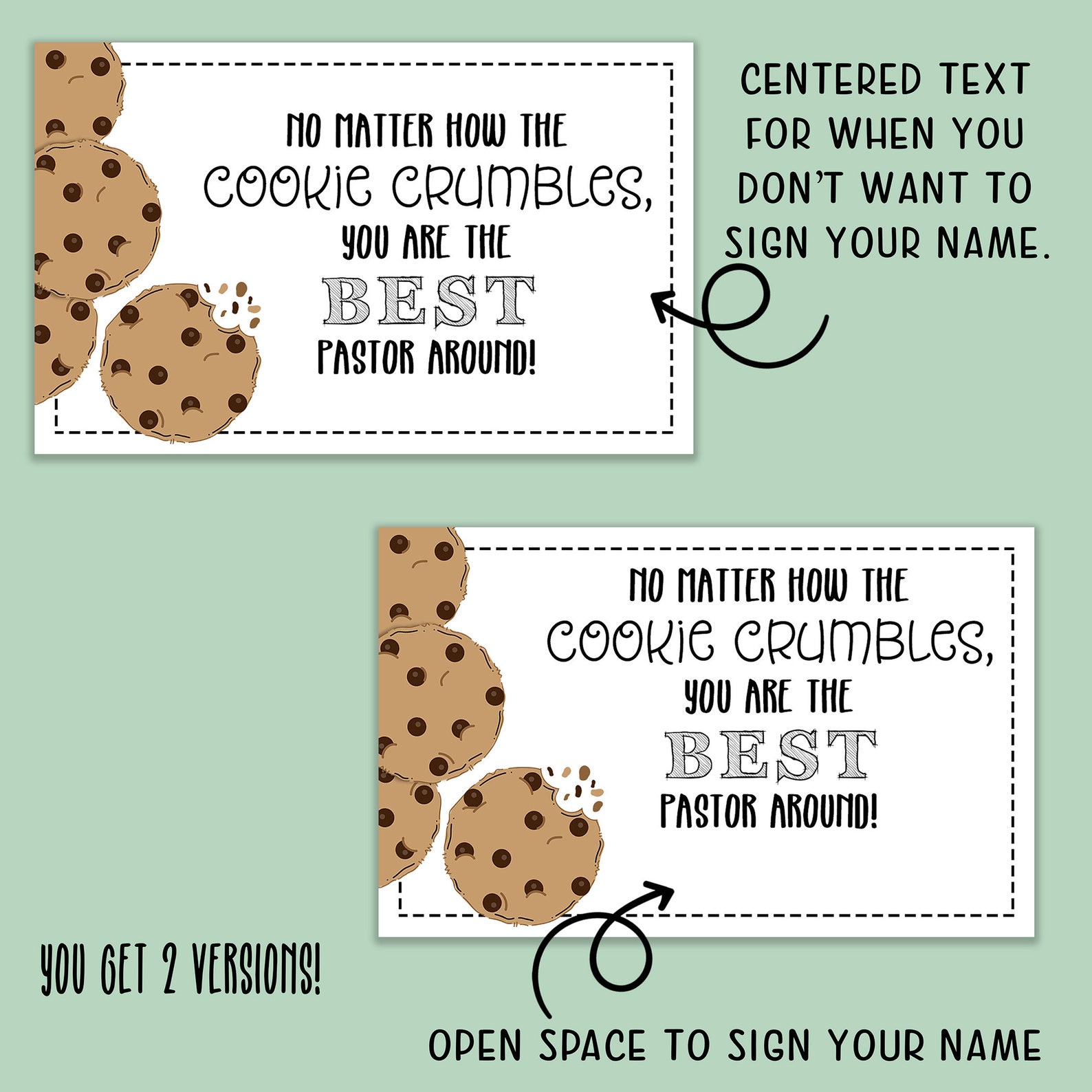 Printable Pastor Appreciation Gift Tags COOKIE Crumbles | Etsy