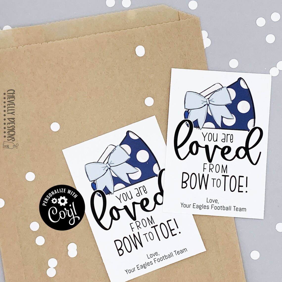 Editable Gift Tags for Cheerleaders Silver Gray and Navy | Etsy