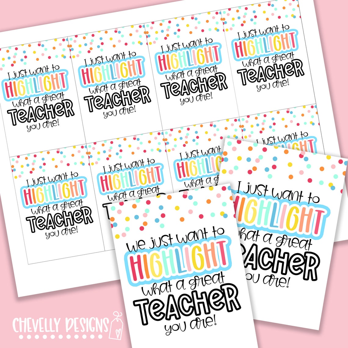 Printable Highlighter Great Teacher Gift Tags - Etsy