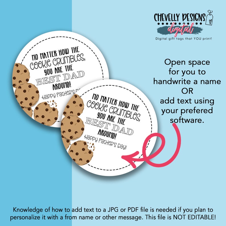 Printable Cookie Father's Day Gift Tags Ht051e INSTANT - Etsy