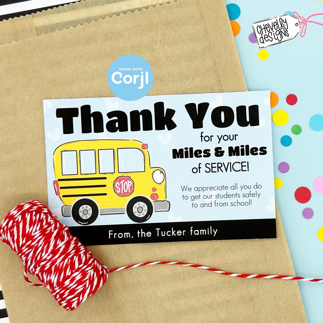 EDITABLE - Thank You for Your Miles of Service - Bus Driver ...
