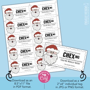 EDITABLE - He's Making a List and Chex-ing It Twice - Santa Gift Tags ...