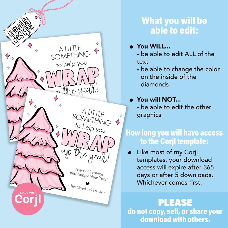 EDITABLE - Wrap up the Year - Pink Christmas Gift Tags for Wrapping ...