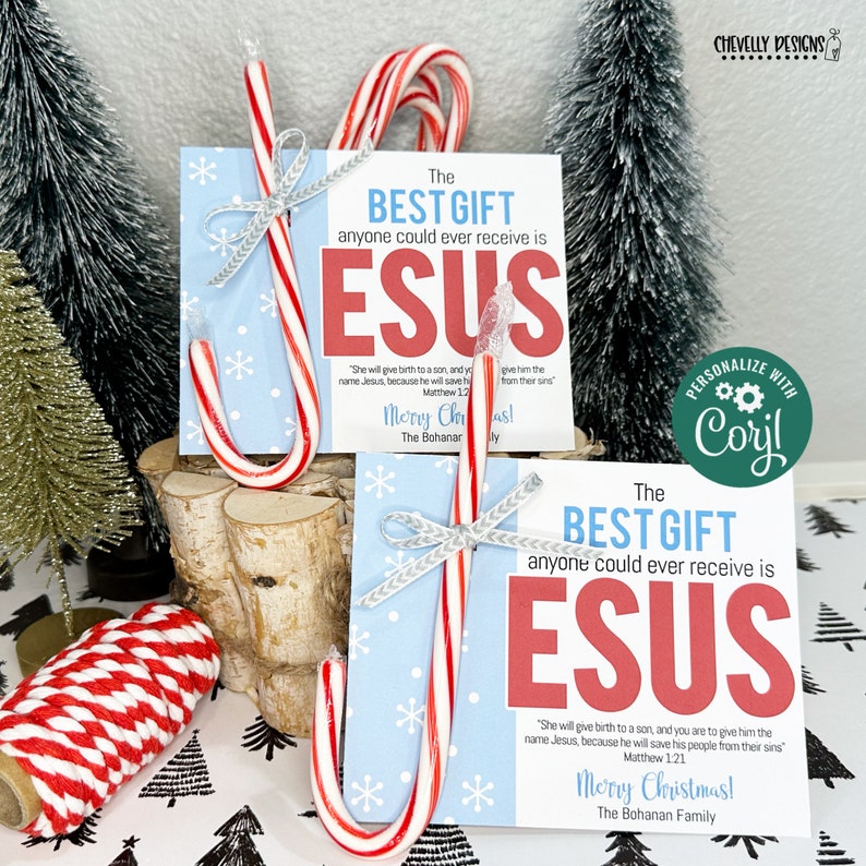 EDITABLE - Best Gift is Jesus - Candy Cane Printable - Gift for ...
