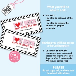 EDITABLE - You Rock Valentine - Student Valentine Cards - Printable ...
