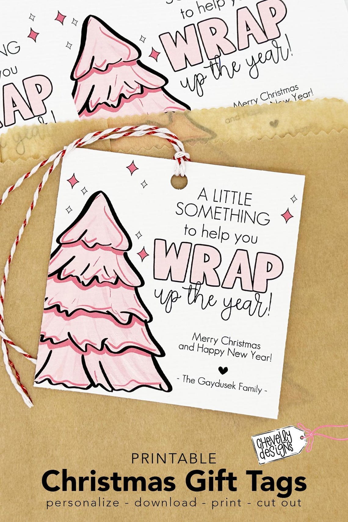 EDITABLE - Wrap up the Year - Pink Christmas Gift Tags for Wrapping ...