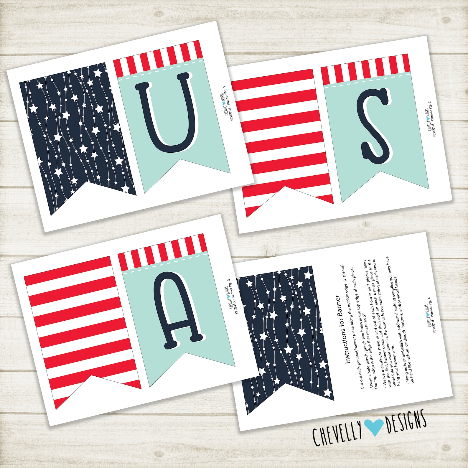 Printable USA Pennant Banner | Instant Digital Download | Kit001d - Etsy