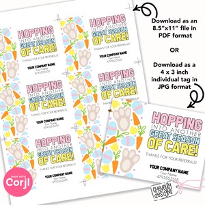 Editable Printable Easter Referral Marketing Gift Tags, Hopping Into ...